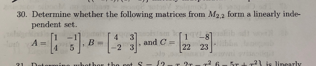 Solved Determine whether the following matrices from M22 | Chegg.com
