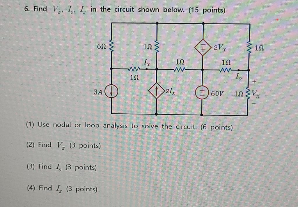 Solved 6. Find V2, I., I. in the circuit shown below. (15 | Chegg.com