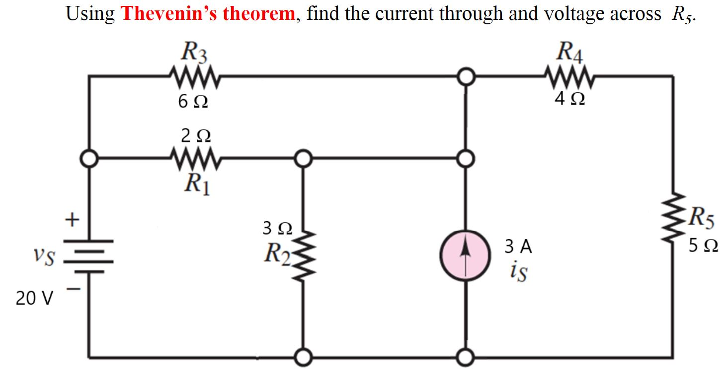 Solved Using Thevenin's theorem, find the current through | Chegg.com
