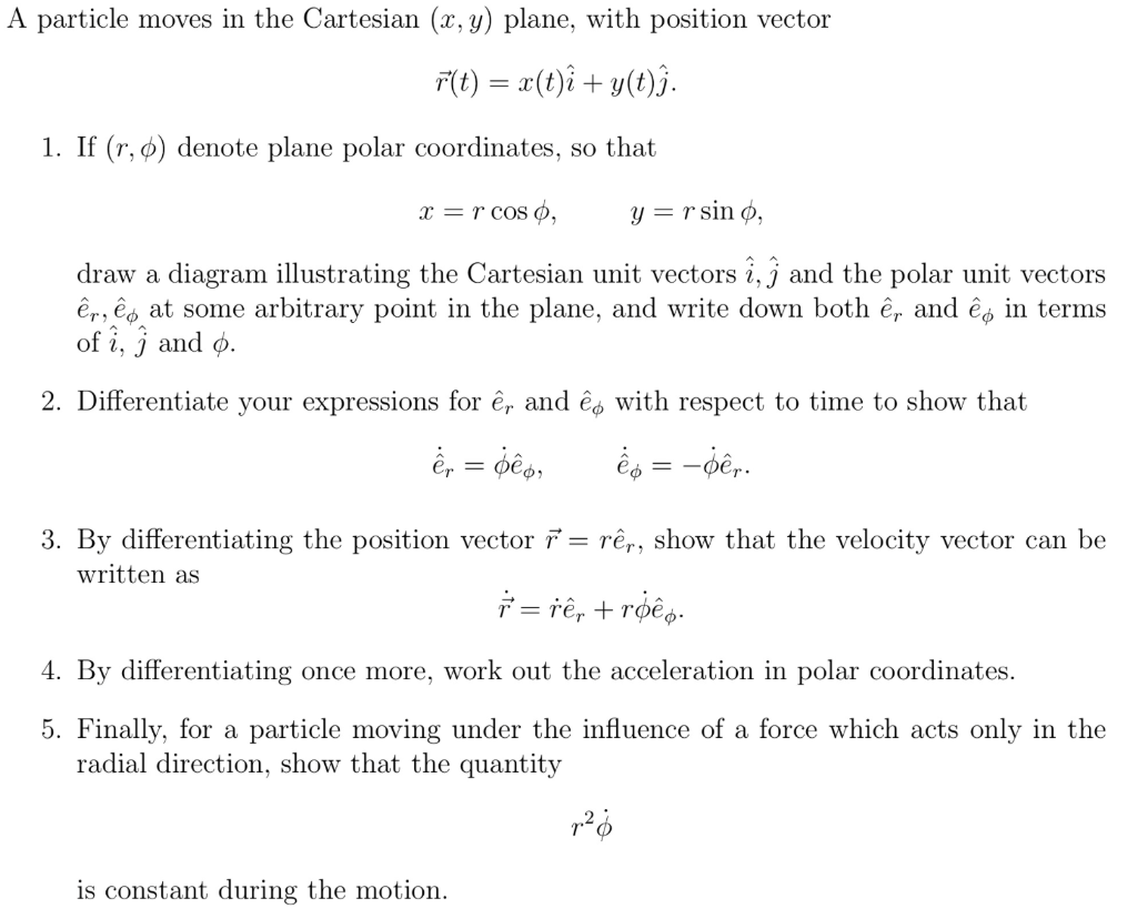 Solved A particle moves in the Cartesian (x, y) plane, with | Chegg.com