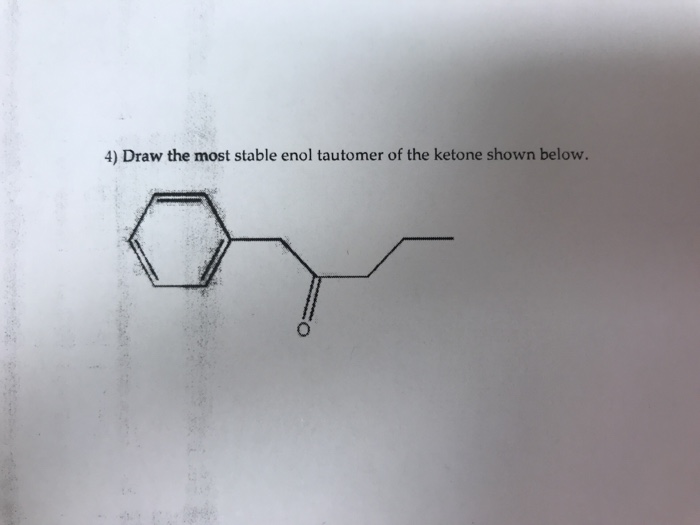 Solved 4) Draw the most stable enol tautomer of the ketone | Chegg.com