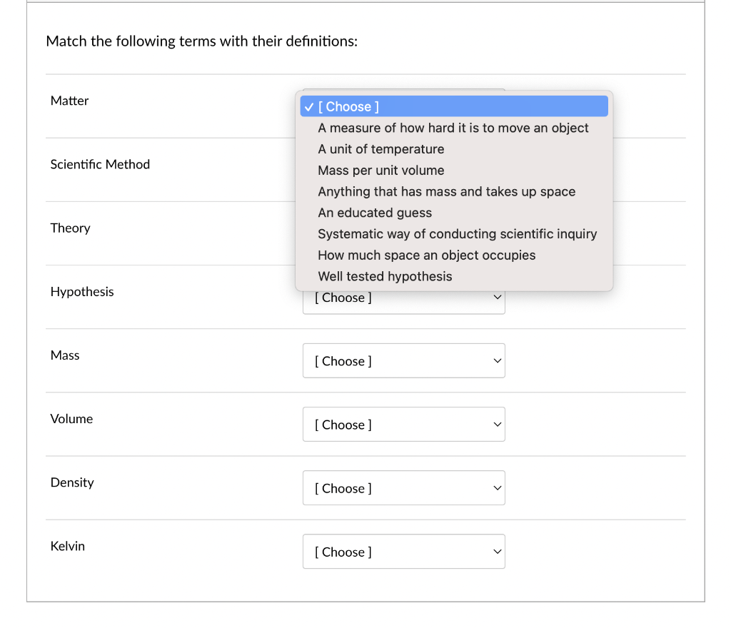 Solved Match the following terms with their definitions: | Chegg.com