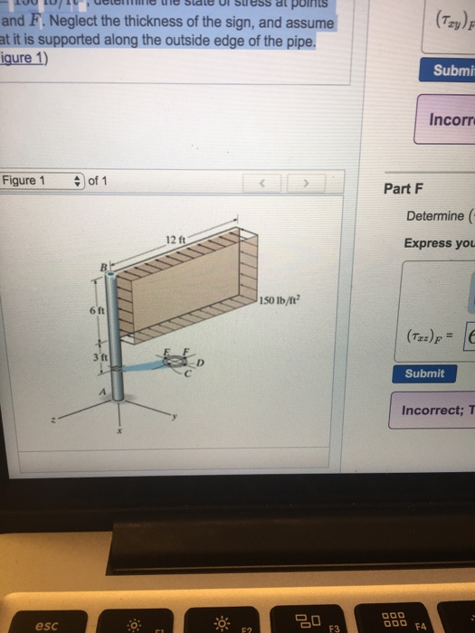 Solved The uniform sign has a weight of 1500 lb and is | Chegg.com