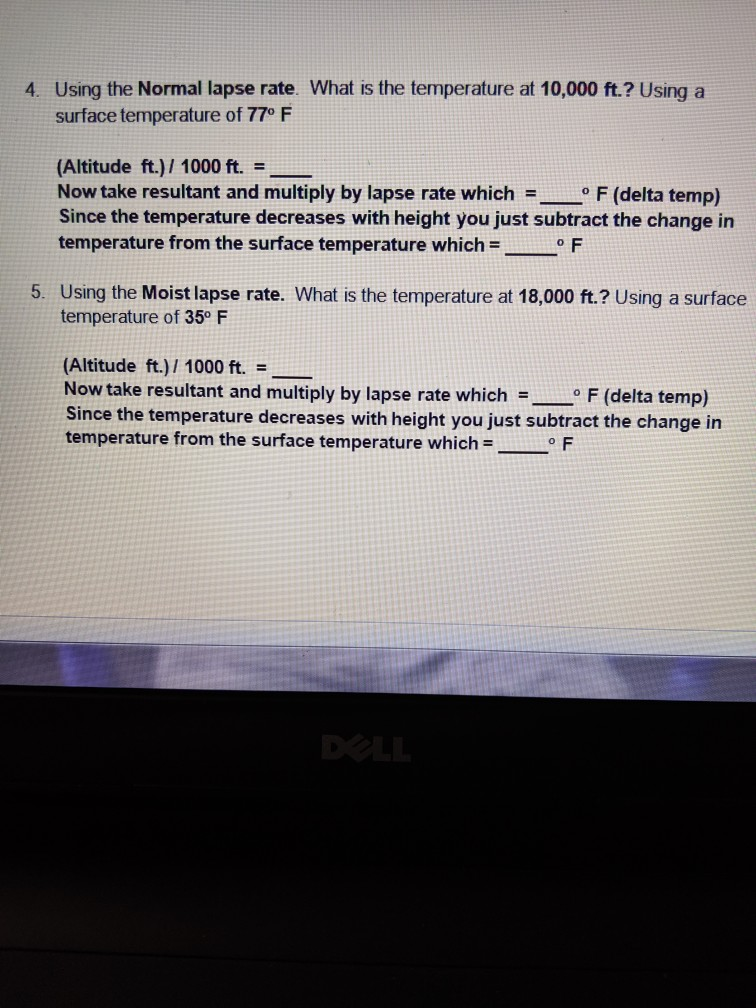 Solved Adiabatic Cooling and Warming Normal lapse rate is | Chegg.com