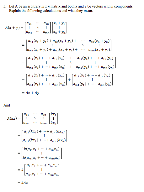 Solved 5. Let A be an arbitrary mxn matrix and both x and y | Chegg.com