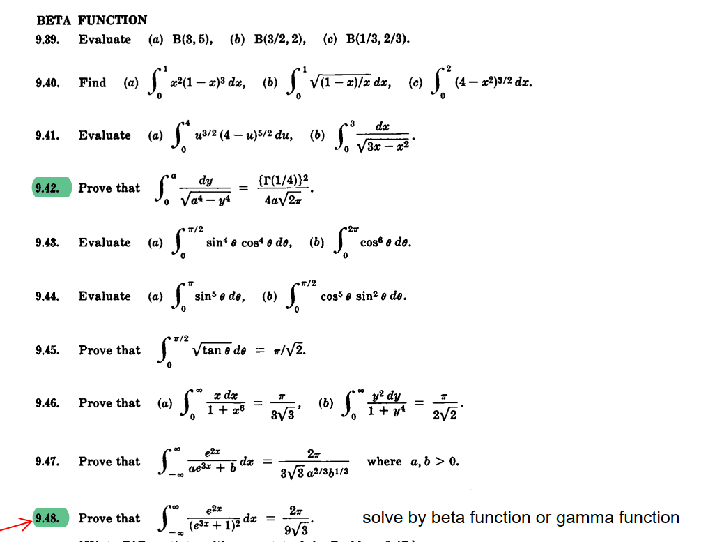 Solved BETA FUNCTION 9.39. Evaluate (a) B(3,5), (b) | Chegg.com