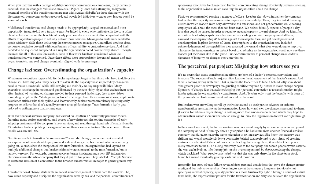 Solved Read below article "How Leaders Get in the Way | Chegg.com