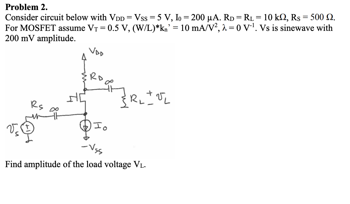 Solved Problem 2. Consider circuit below with Vpp = Vss = 5 | Chegg.com