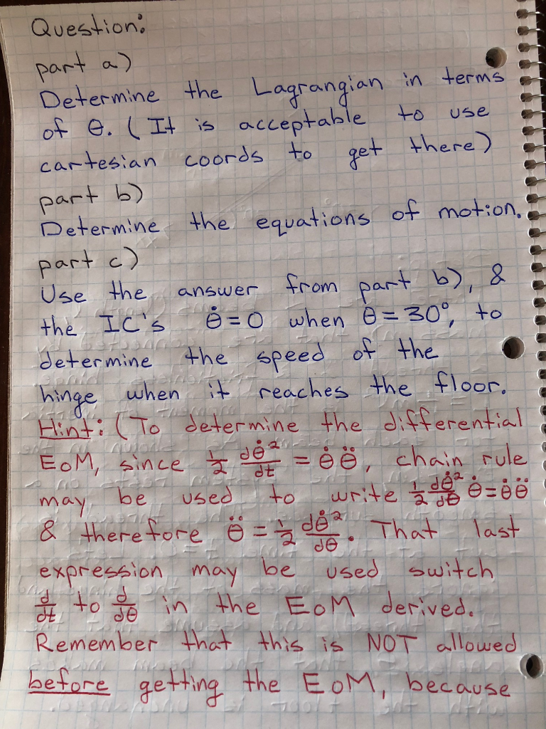 Solved 3rd year physics question (Classical Mechanics) | Chegg.com