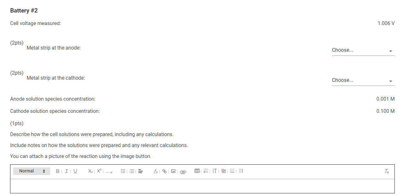 Solved Part I Data Summary (1pt) Battery #1: Anode | Chegg.com