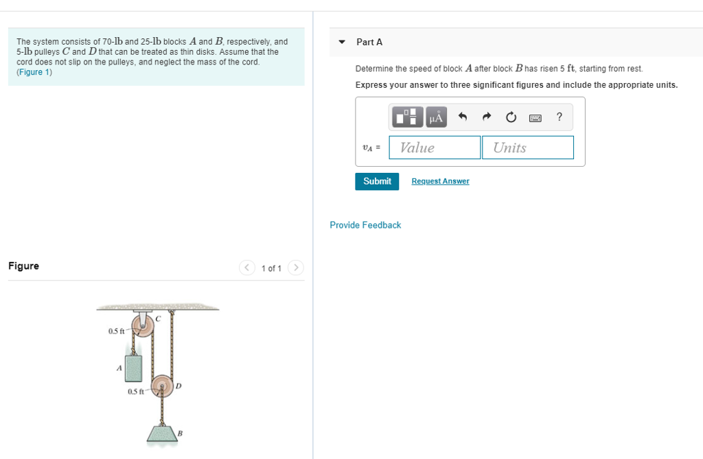 Solved Part A The system consists of 70-lb and 25-lb blocks | Chegg.com