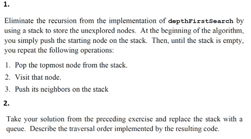 - Reimplement the depth-first search | Chegg.com