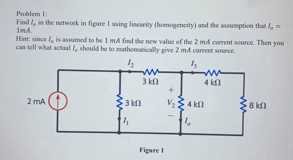 Solved Problem 1: Find I, in the network in figure 1 using | Chegg.com