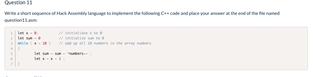 Solved Question 11 Write a short sequence of Hack Assembly | Chegg.com