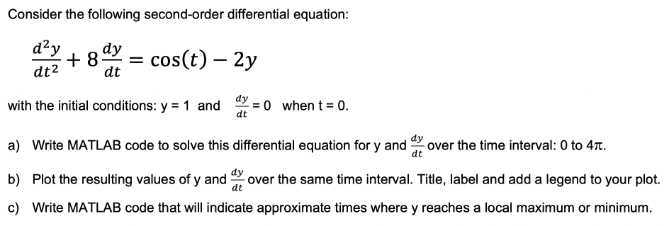 Solved Consider the following second-order differential | Chegg.com