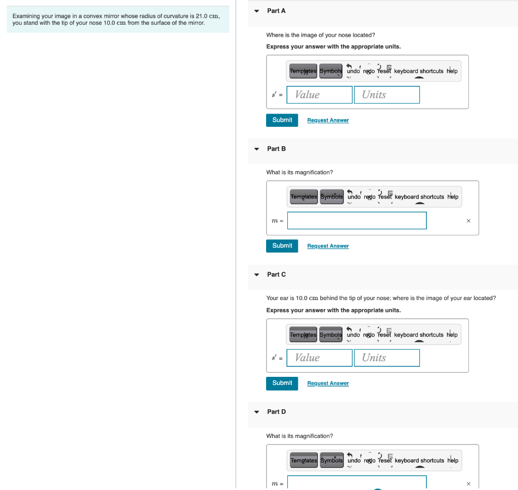 Solved Part A Examining your image in a convex mirror whose | Chegg.com