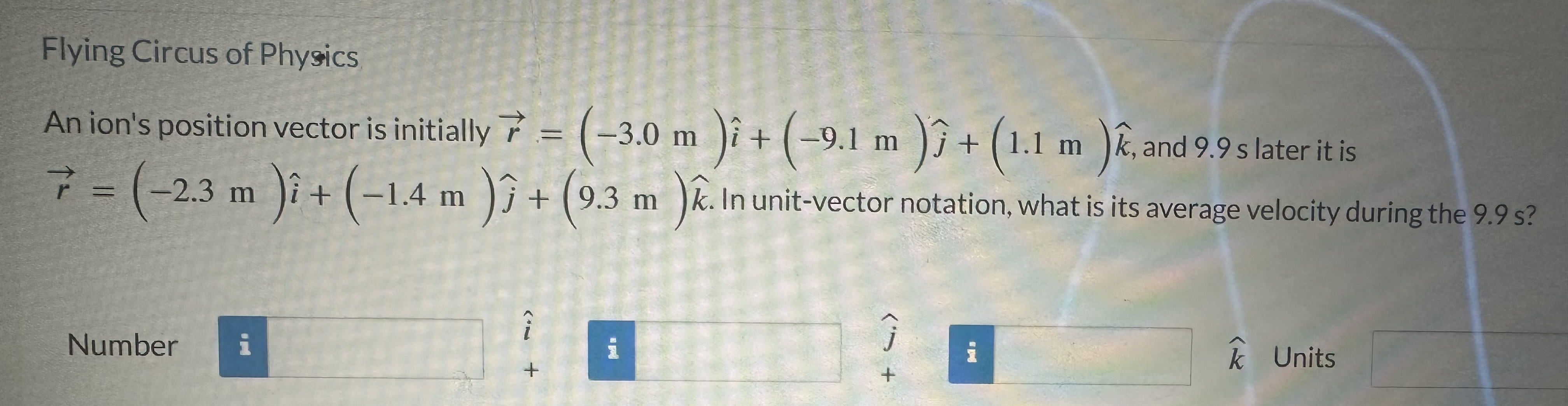 Solved Flying Circus of PhysicsAn ion's position vector is | Chegg.com