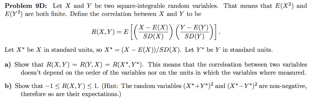 Problem 9D: Let X and Y be two square-integrable | Chegg.com