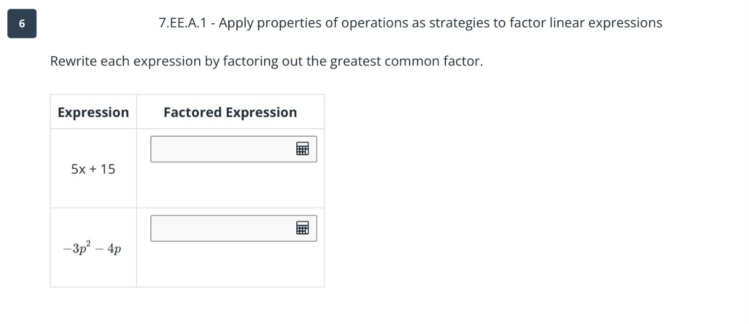 Solved 6 7.EE.A.1 - Apply properties of operations as | Chegg.com