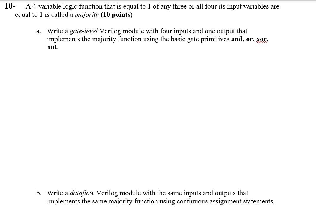 Solved 10 A 4 Variable Logic Function That Is Equal To 1 Of 
