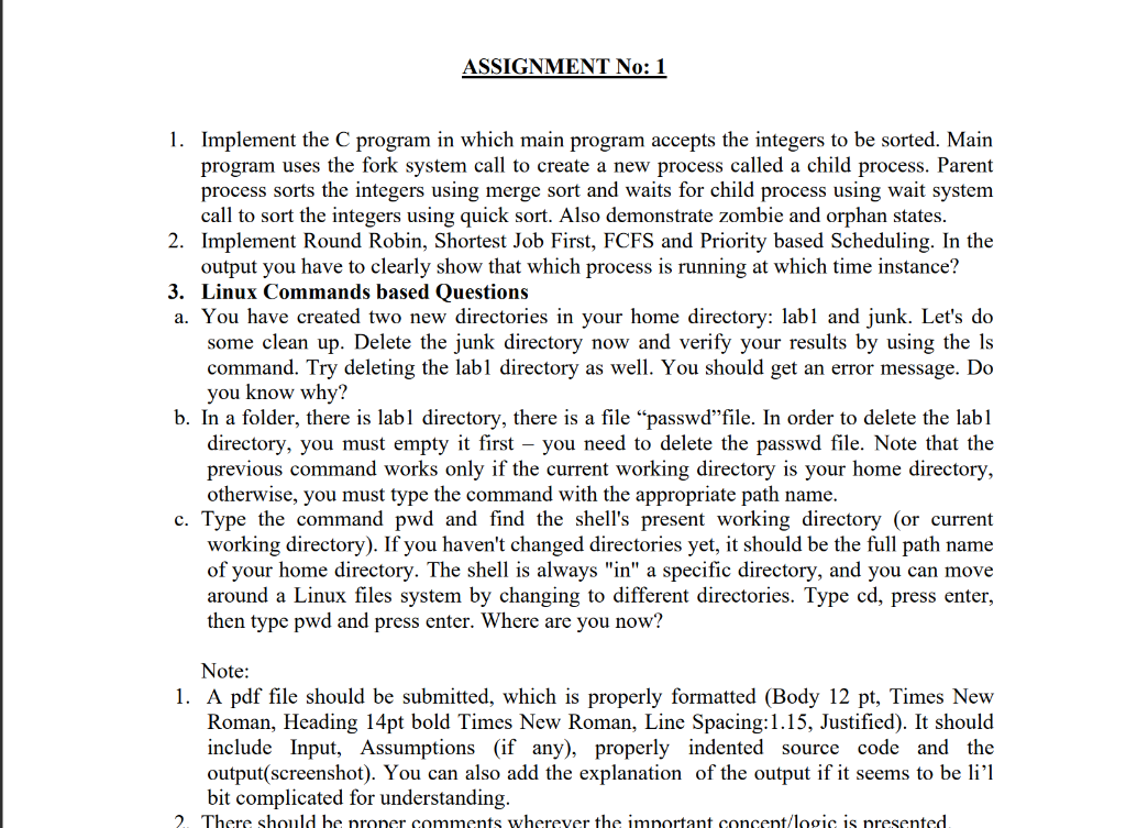 Solved ASSIGNMENT No: 1 1. Implement the C program in which | Chegg.com