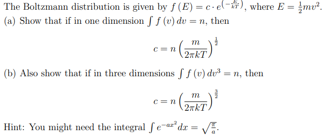 Solved The Boltzmann distribution is given by | Chegg.com