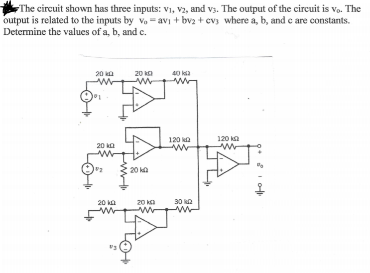 Solved The circuit shown has three inputs: V1, V2, and v3. | Chegg.com