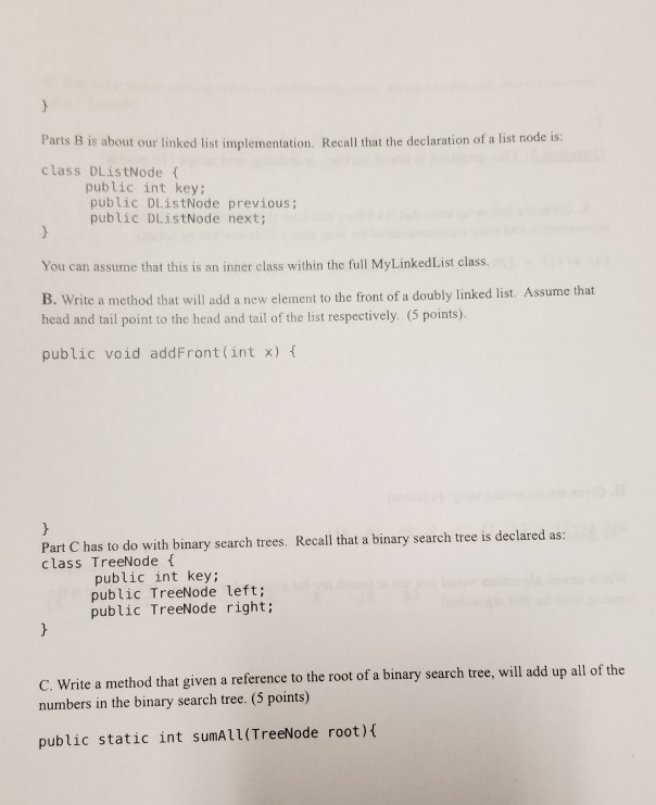 Solved C. Suppose that you are given the following class | Chegg.com