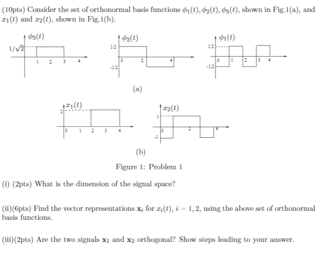 (10pts) Consider the set of orthonormal basis | Chegg.com