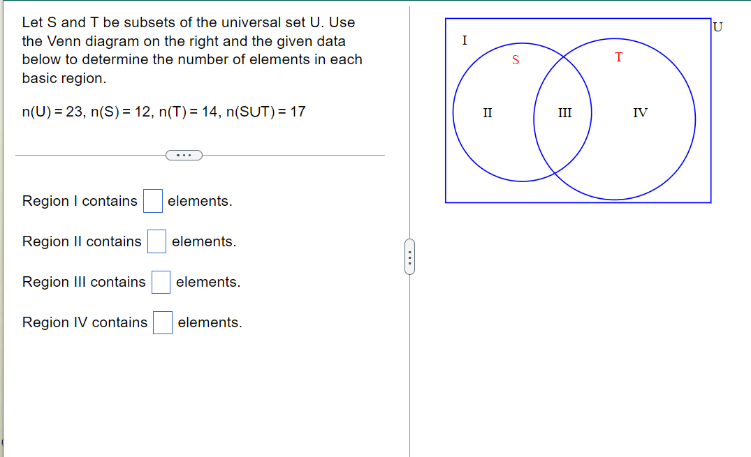 Solved U I Let S and T be subsets of the universal set U. | Chegg.com
