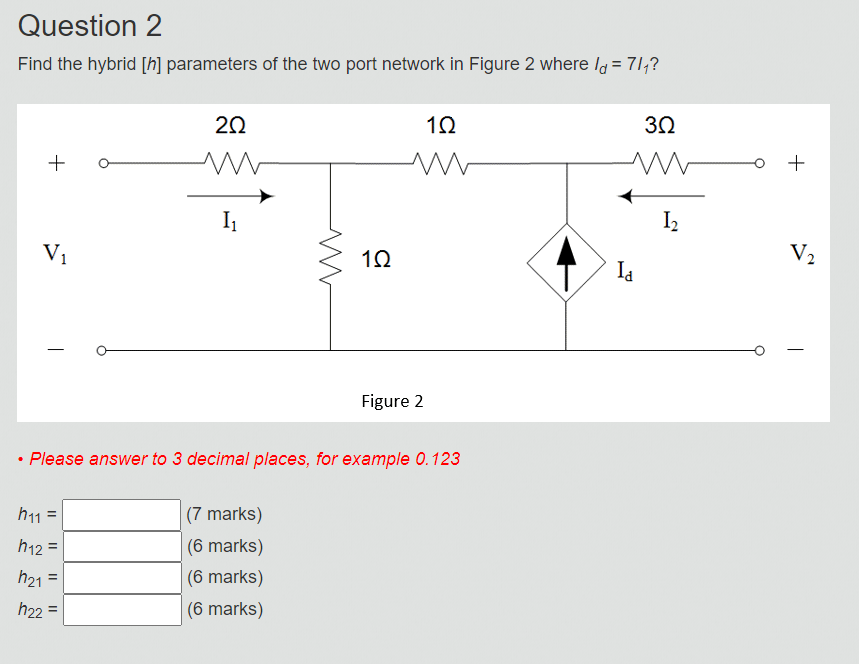 Solved Find the hybrid [h] parameters of the two port | Chegg.com