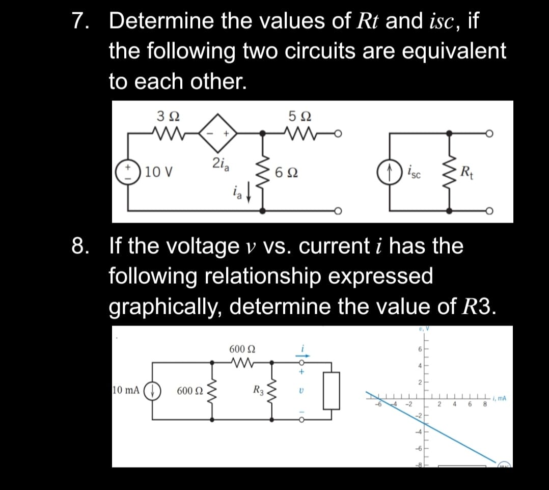 Solved Determine the values of Rt and isc, if the following | Chegg.com