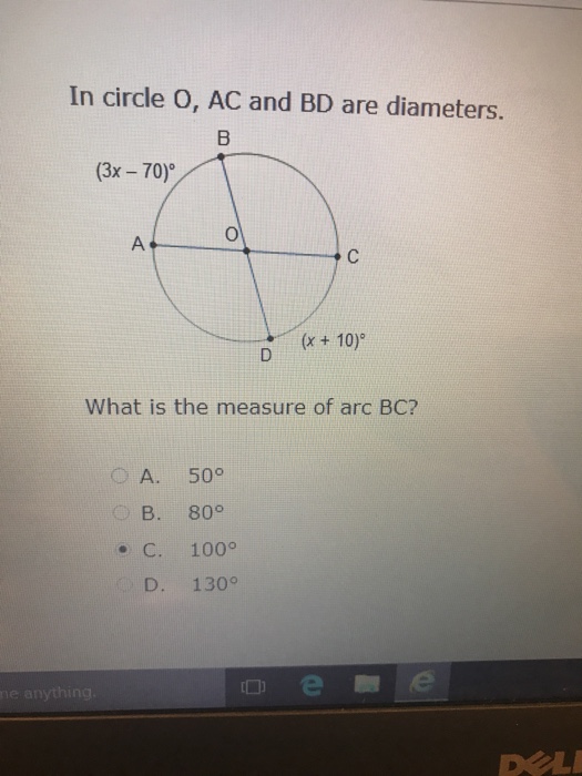Solved In circle O, AC and BD are diameters. What is the | Chegg.com