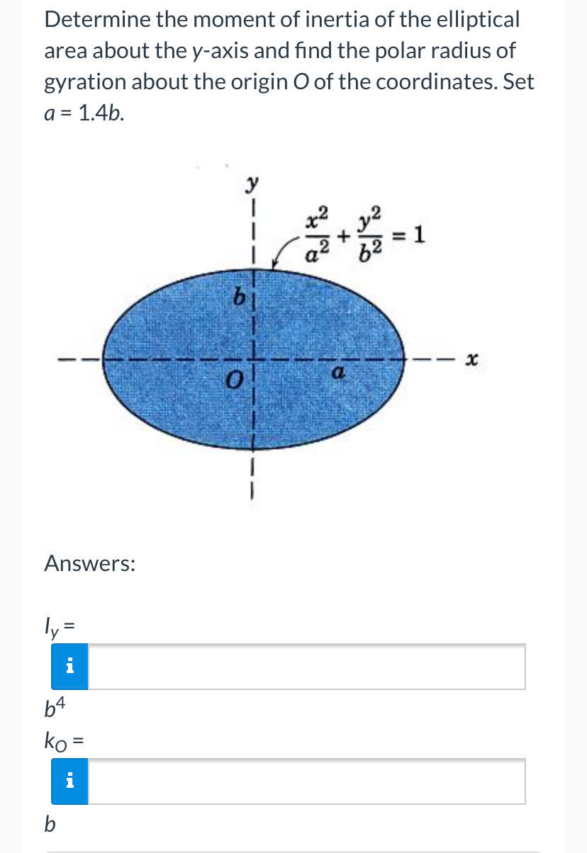 Solved Determine the moment of inertia of the elliptical | Chegg.com