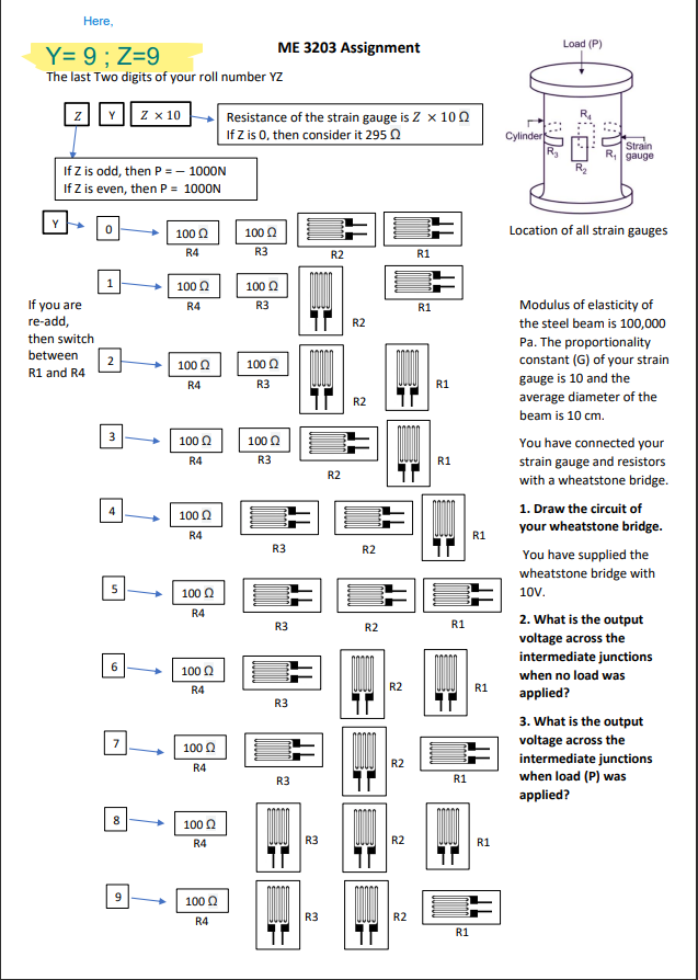 Here, Y=9;Z=9 ME 3203 Assignment The last Two digits | Chegg.com