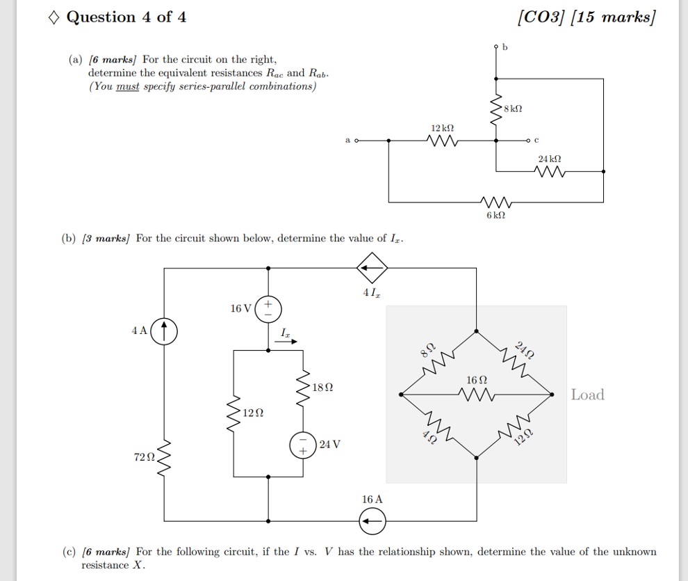 Solved Question 4 ﻿of 4(a) [6 ﻿marks] ﻿For the circuit on | Chegg.com