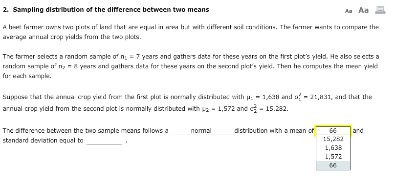 Solved 2. Sampling distribution of the difference between | Chegg.com