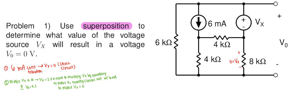 Solved Problem 1) Use superposition to determine what value | Chegg.com