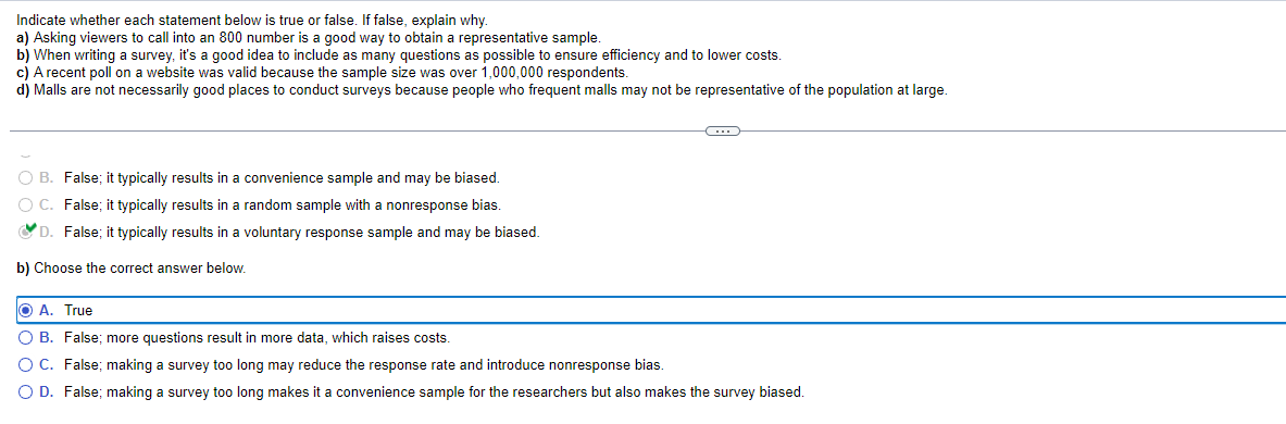 Solved Indicate whether each statement below true or false. | Chegg.com