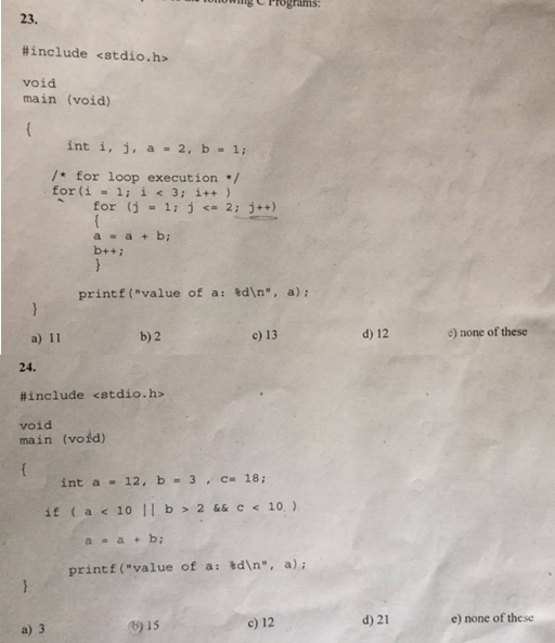 Solved wnngPrograms 23. #include void main (void) int i, j, | Chegg.com
