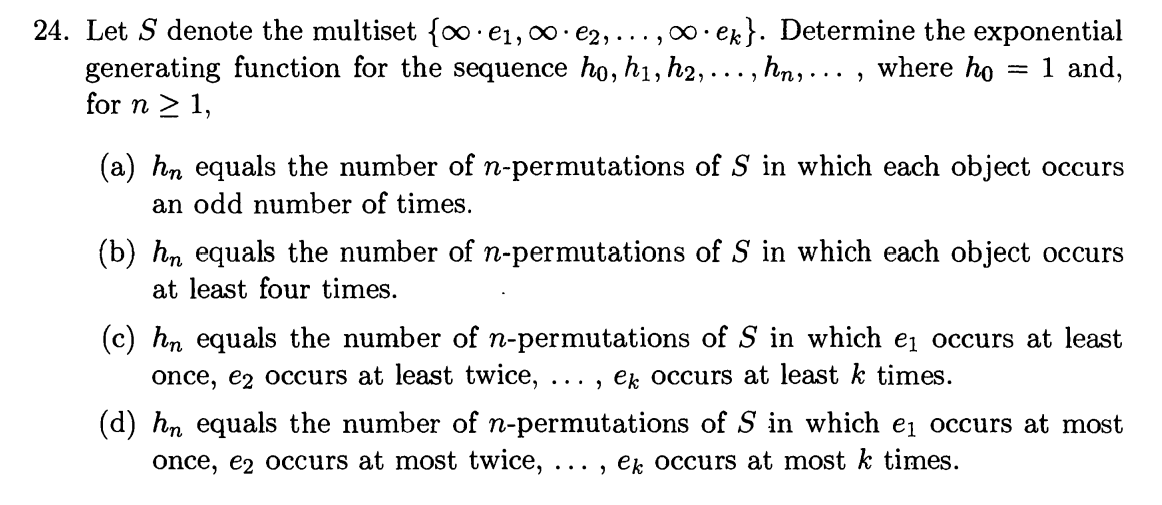 Solved 00:22, ..., ek 24. Let S denote the multiset {oo.ei, | Chegg.com