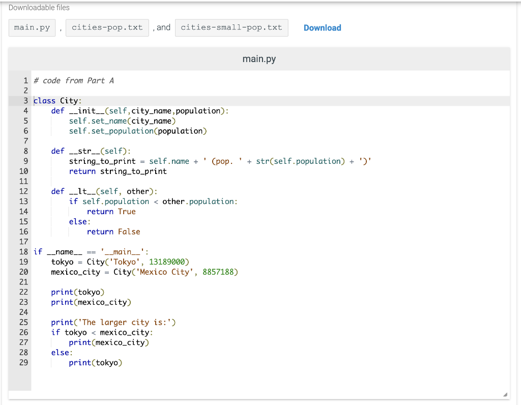 Solved 12.19 Part B: Sort City Objects Instructions what is | Chegg.com