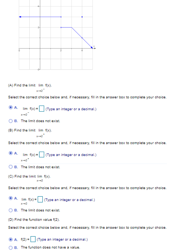 Solved (A) Find the limit lim f(x). *+2 Select the correct | Chegg.com