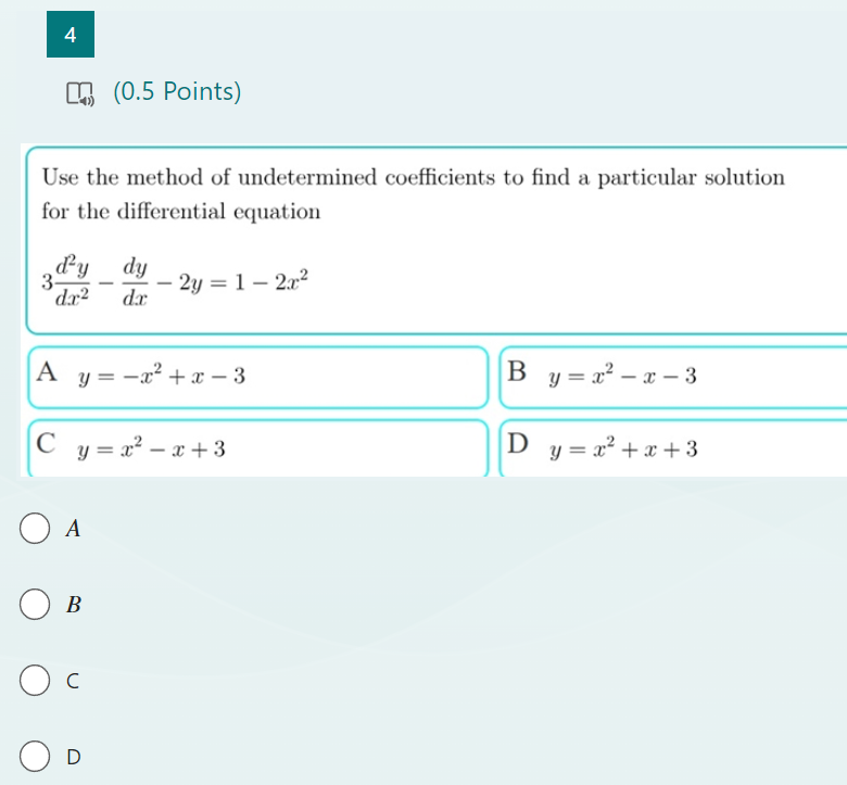 Solved Use the method of undetermined coefficients to find a | Chegg.com