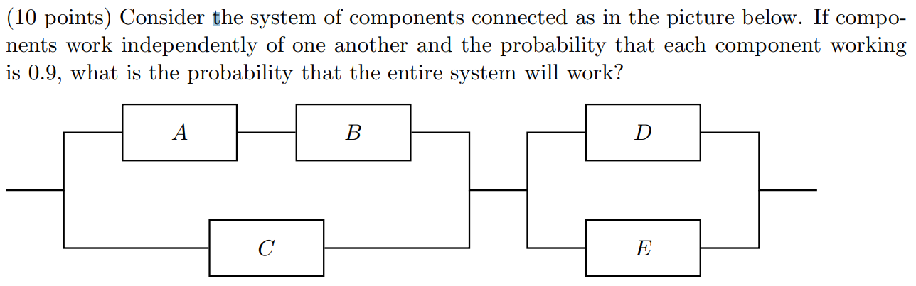 Solved (10 points) Consider the system of components | Chegg.com