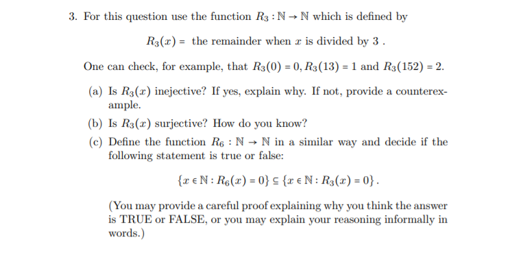 Solved 3. For this question use the function R3 : N → N | Chegg.com