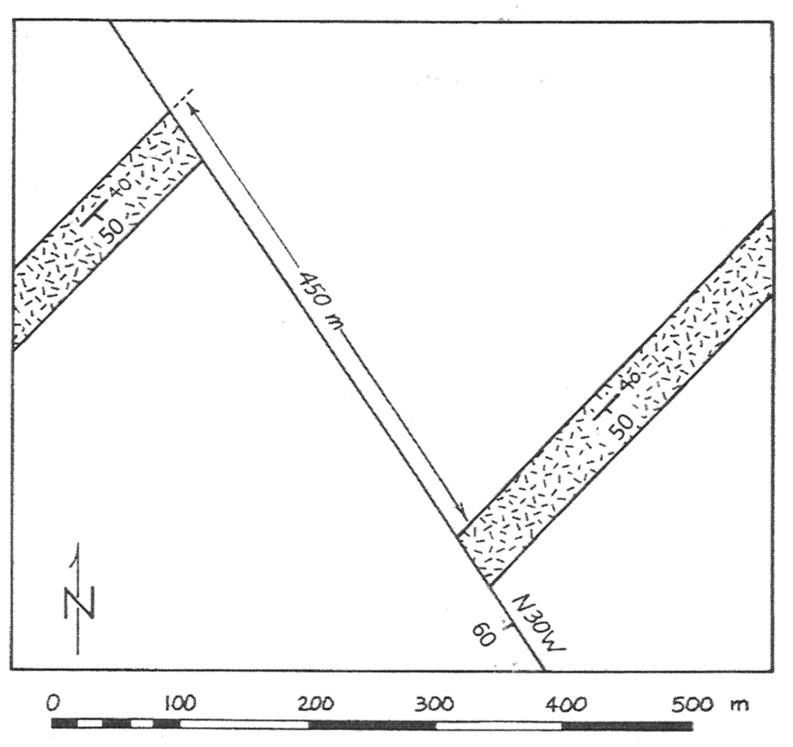 Solved The diagram below shows the trace of a fault (N30°W, | Chegg.com