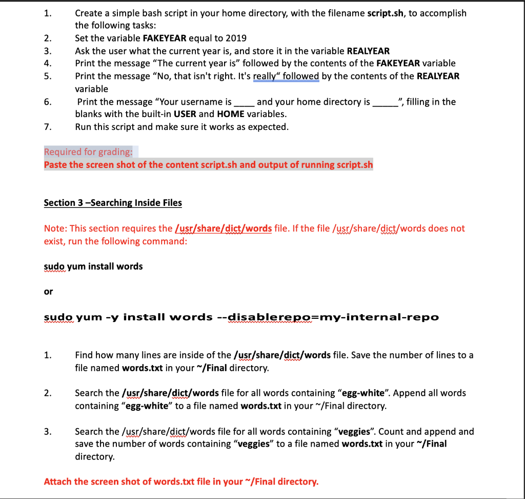Solved 1. 2. 3. 4. Create a simple bash script in your home | Chegg.com