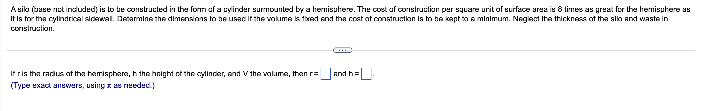 Solved A silo (base not included) is to be constructed in | Chegg.com