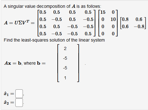 Solved A singular value decomposition of A is as follows: | Chegg.com